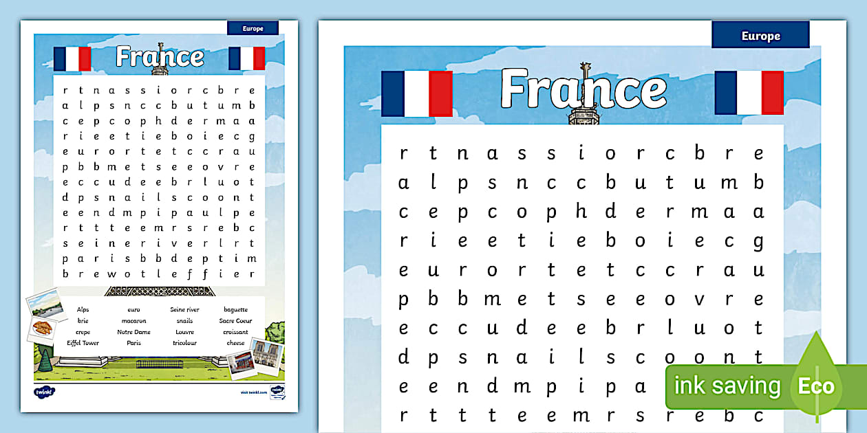 👉 KS1 France Word Search (teacher made) - Twinkl