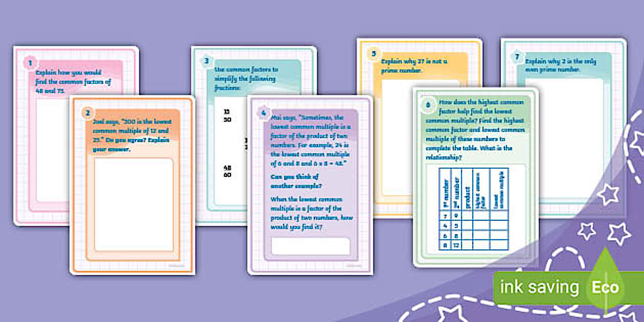 Factors, Multiples and Prime Numbers Challenge Cards (Ages 10 - 11)