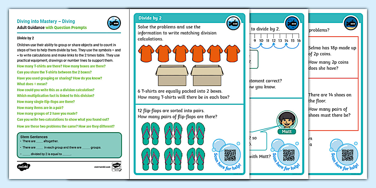👉 Y2 DiM: Step 10 Divide by 2 Activity Cards - Twinkl
