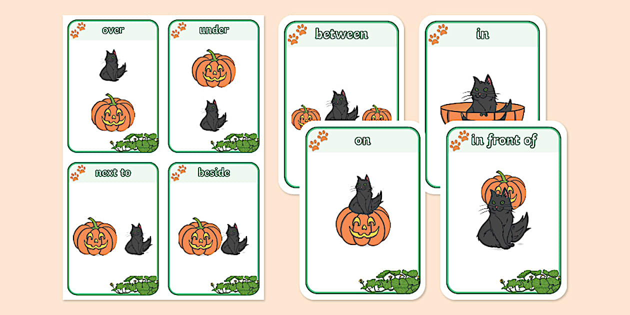 Halloween Preposition Flashcards (teacher made) - Twinkl