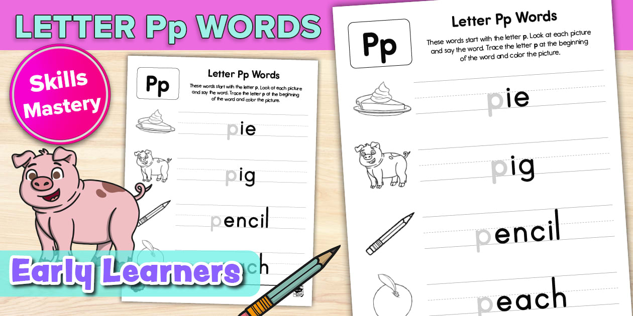 Letter Pp Words: Letter Recognition Worksheet for PreK-K