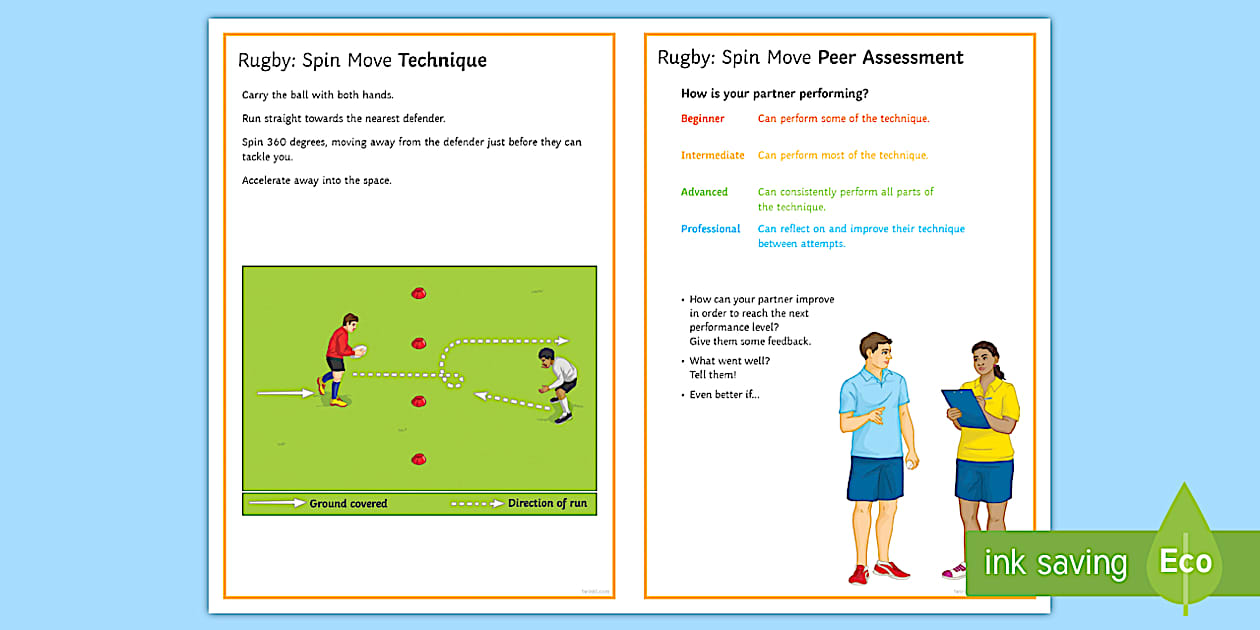 Rugby: Spin Move Techniques Card (teacher made) - Twinkl