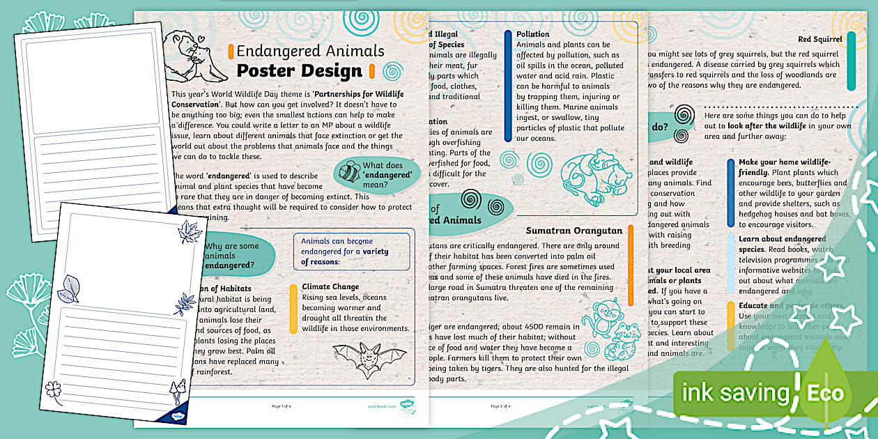 Endangered Animals Poster Design (Ages 5 - 7) (Teacher-Made)
