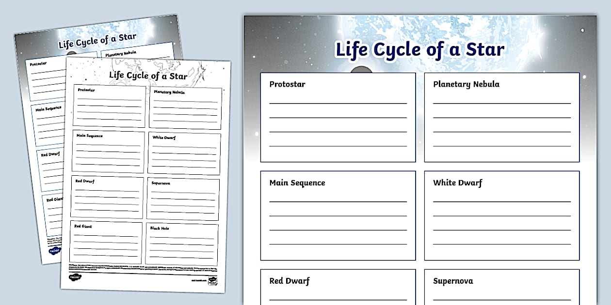 Life Cycle of a Star Fact File Template (Teacher-Made)