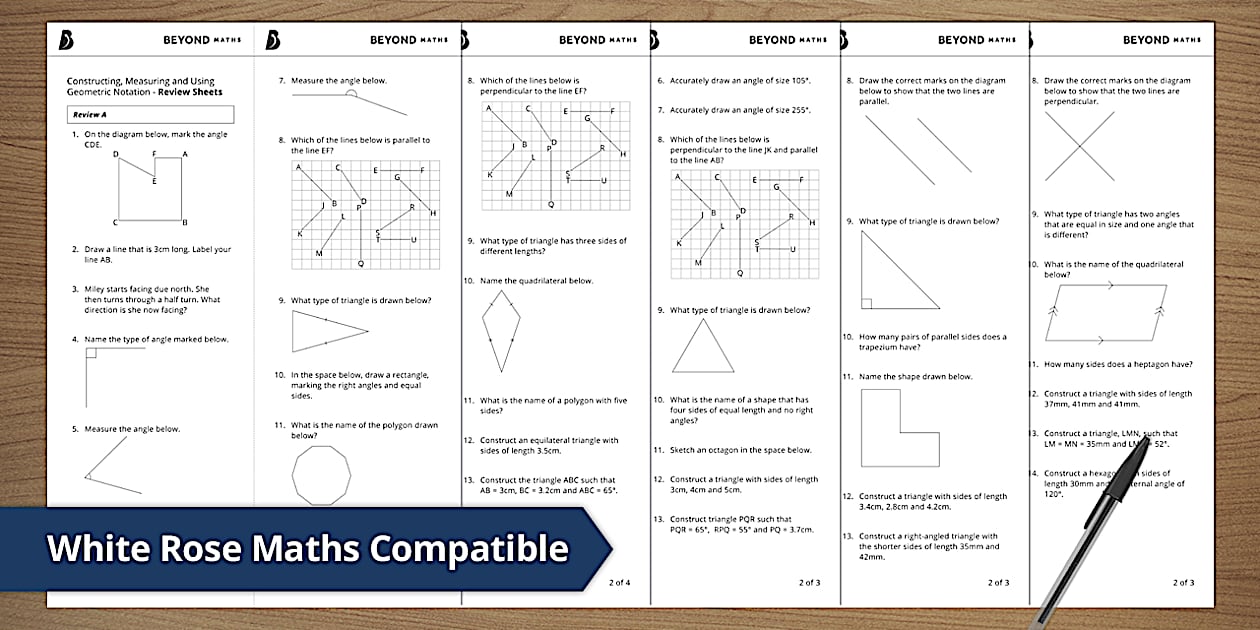 👉 Constructing, Measuring and Using Geometric Notation - Review Sheets