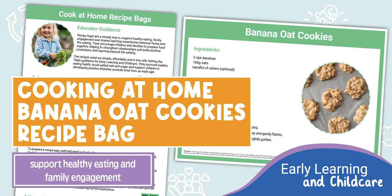 Cooking at Home Banana Oat Cookies Recipe Bag