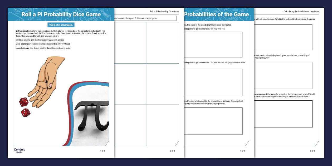 Roll a Pi Probability Dice Game (Teacher-Made) - Twinkl