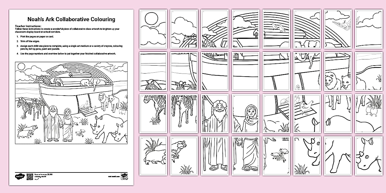Noah's Ark Collaborative Colouring - Twinkl - KS1