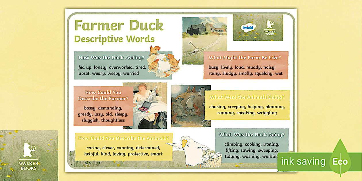 FREE! - Farmer Duck Descriptive Word Mat [Ages 5-7] - Twinkl
