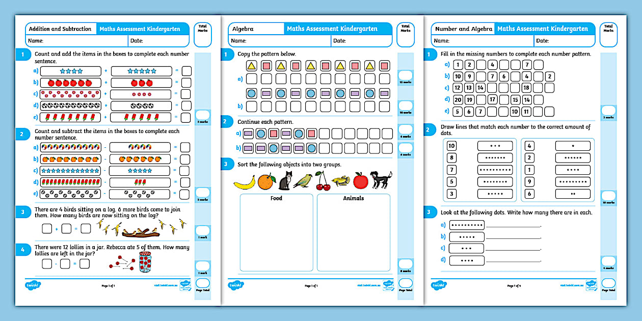 Kindergarten Number and Algebra Assessment Pack - Twinkl