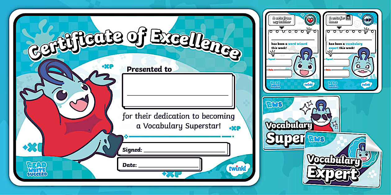 Read, Write, Succeed: Word Workshop Reward Pack - Twinkl