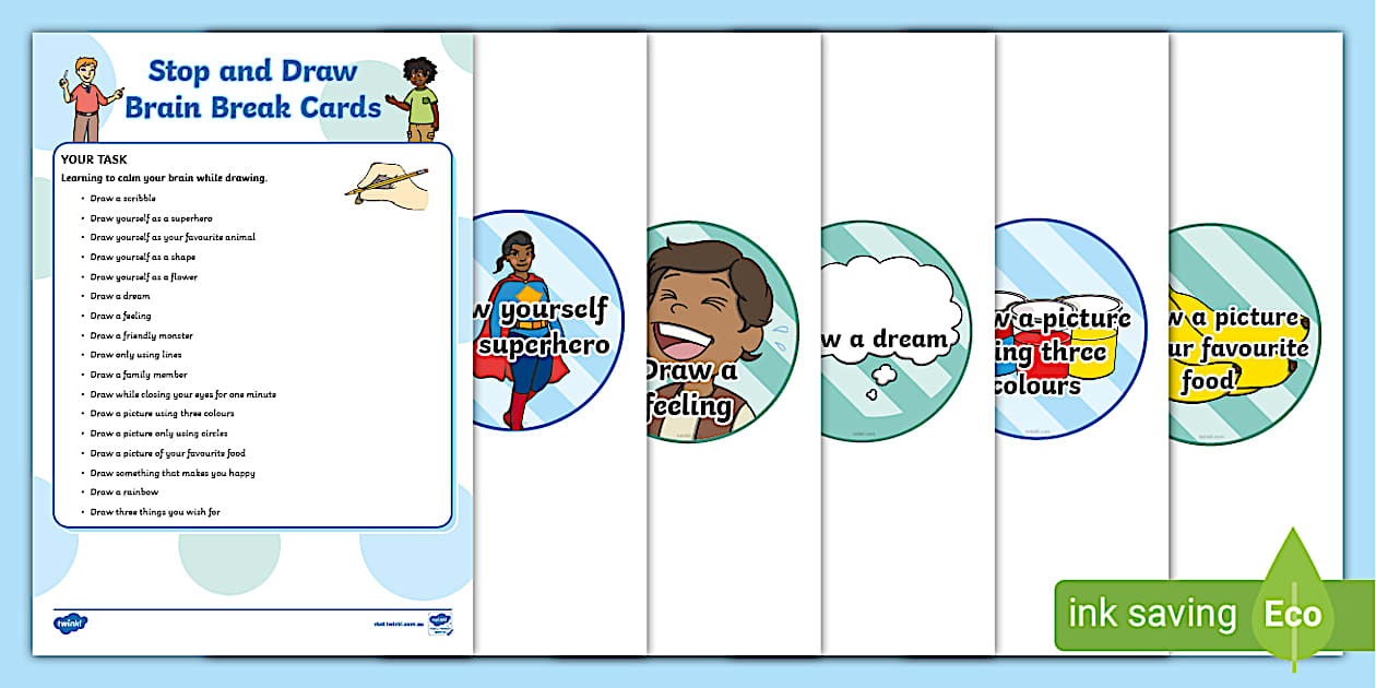 Stop and Draw Brain Break Cards (teacher made) - Twinkl