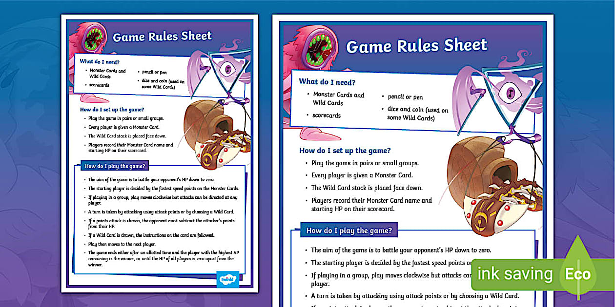 Twinkl Champion Cards Game Rules Sheet (teacher made)