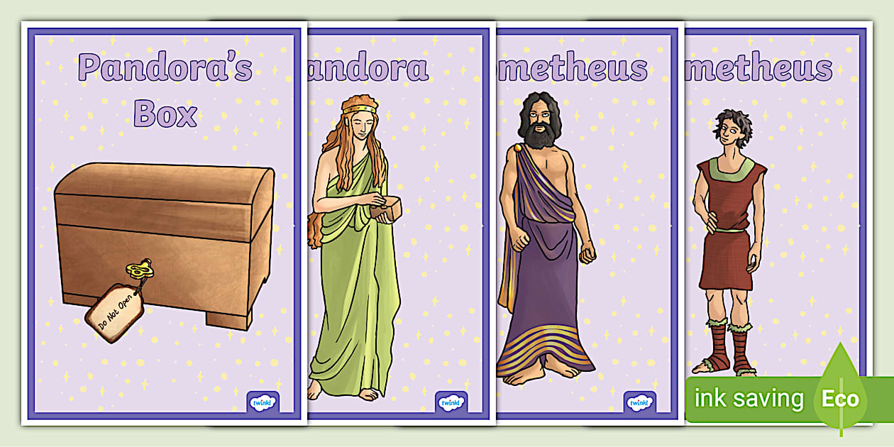 Cursive Pandora's Box Ancient Greek Myth Display Posters