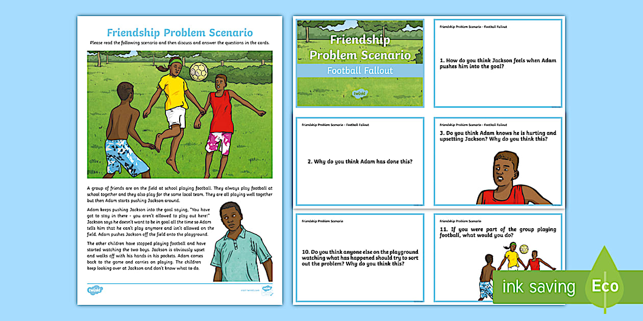 Friendship Problem Scenario Football Fallout Worksheet / Worksheet