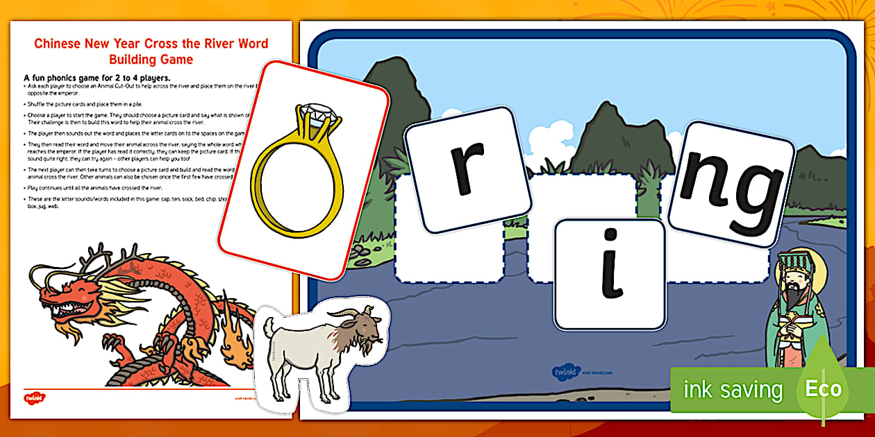 Chinese New Year Cross the River Phonics Word Building Game