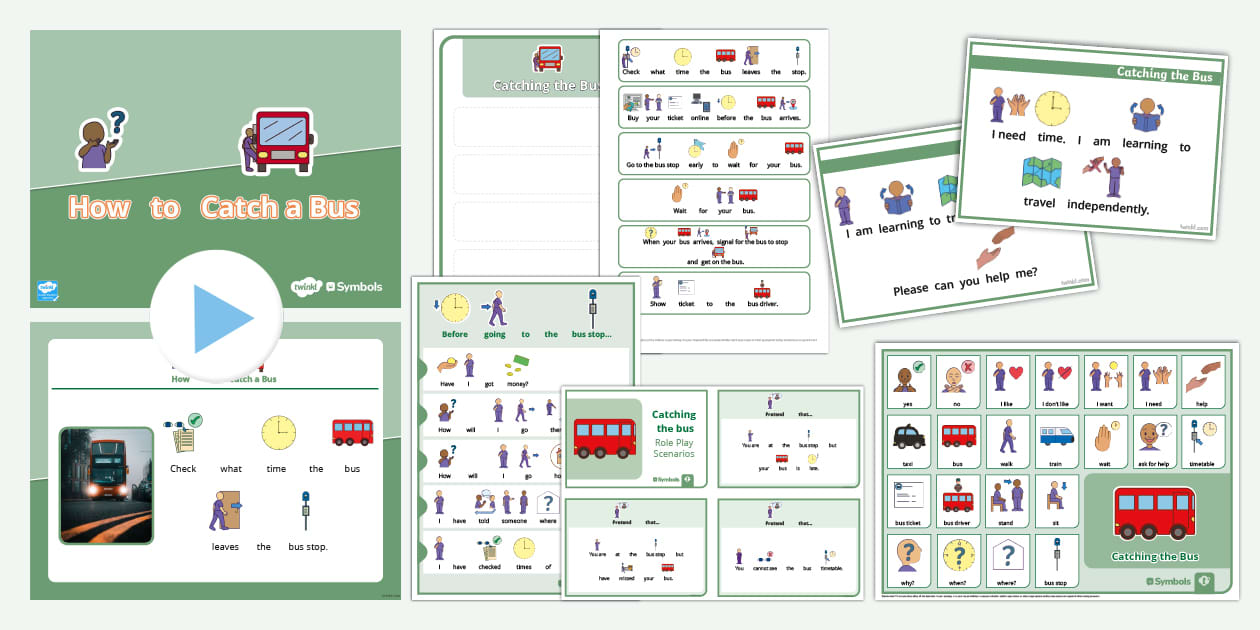 Twinkl Symbols: Older Learners: Catching the Bus Travel Training Pack