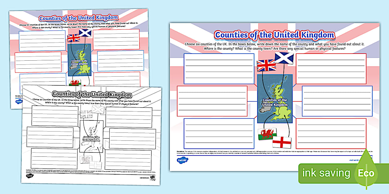 Counties of the United Kingdom Mind Map (teacher made)