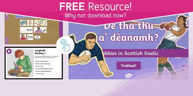 FREE! - Hobbies in Gaelic Interactive Pupil-led Lesson - Gaelic