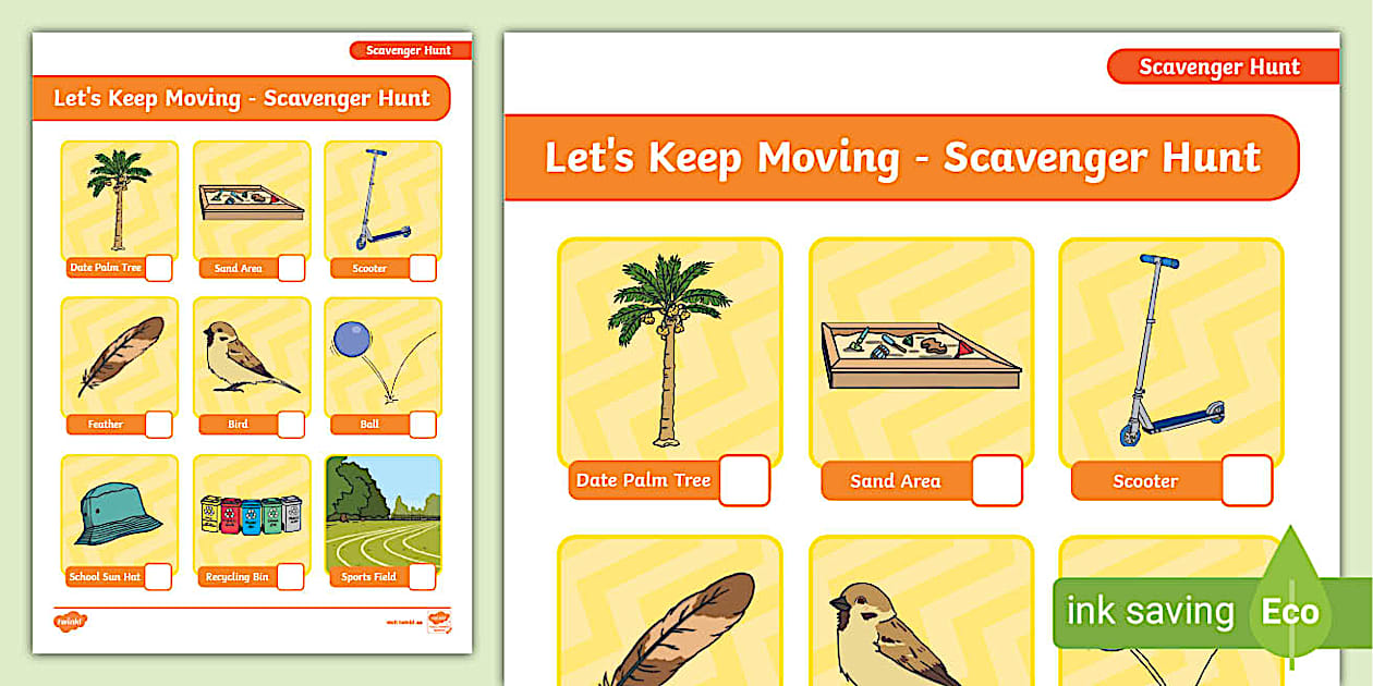 Let's Keep Moving Scavenger Hunt (teacher made) - Twinkl