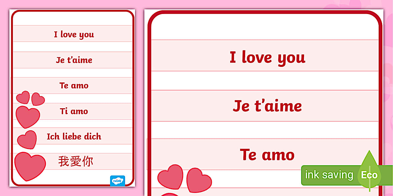 I Love You Different Languages Display Poster (teacher made)