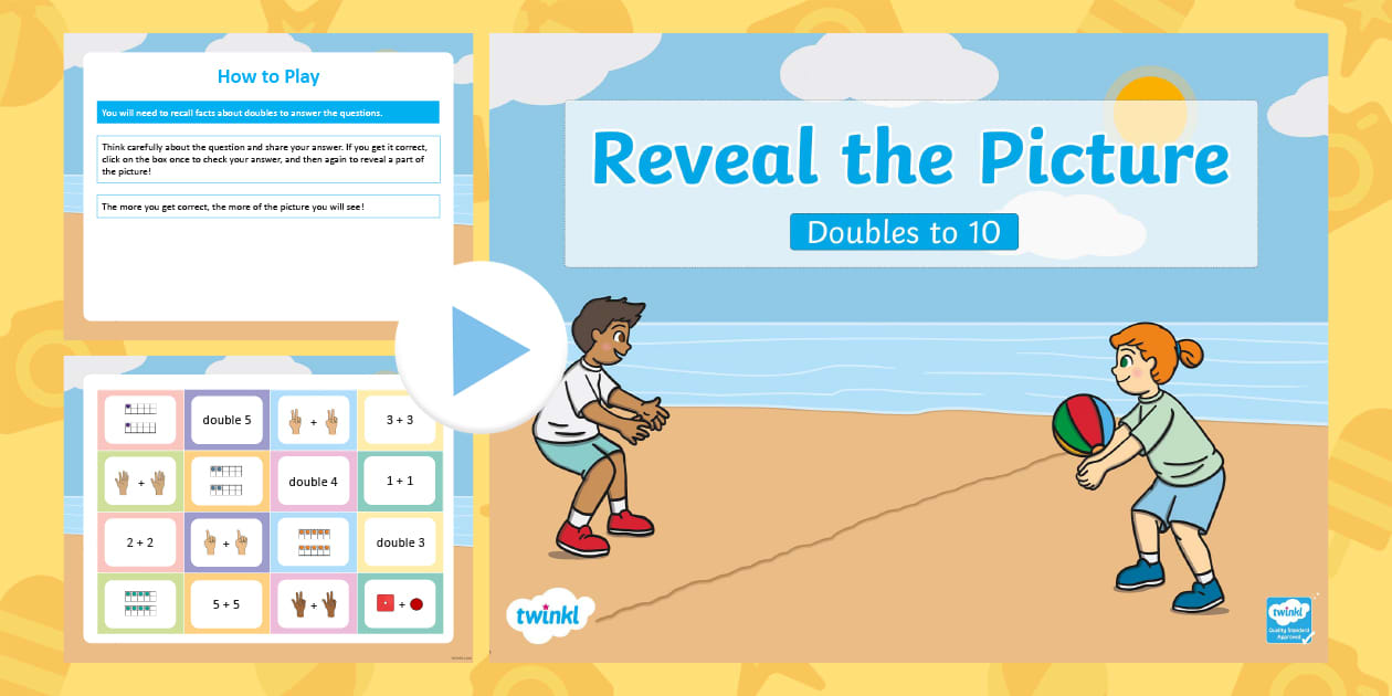 Reveal the Picture (Doubles to 10) Summer Theme - Twinkl