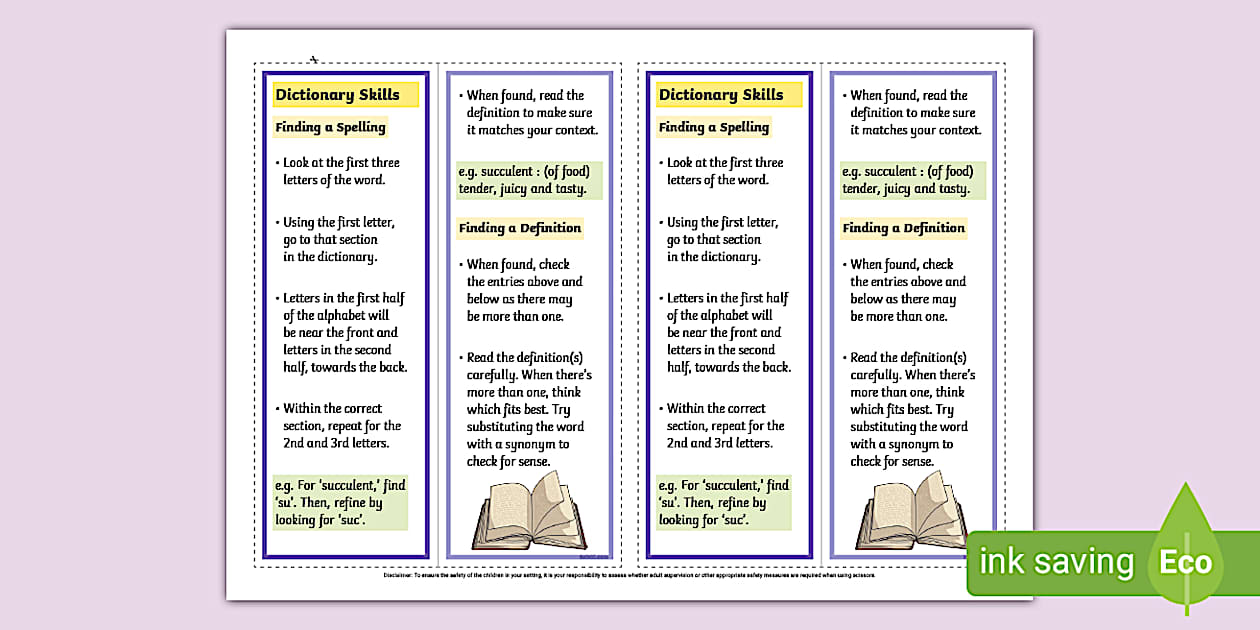 Dictionary Skills Bookmark (teacher made) - Twinkl
