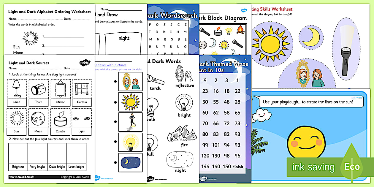 Top Ten Light and Dark Activity Pack (teacher made) - Twinkl
