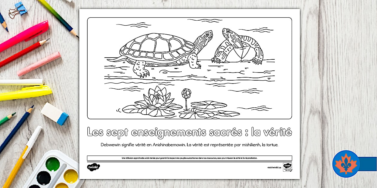 FREE! - The Seven Grandfather Teachings: Colouring Page for Truth French