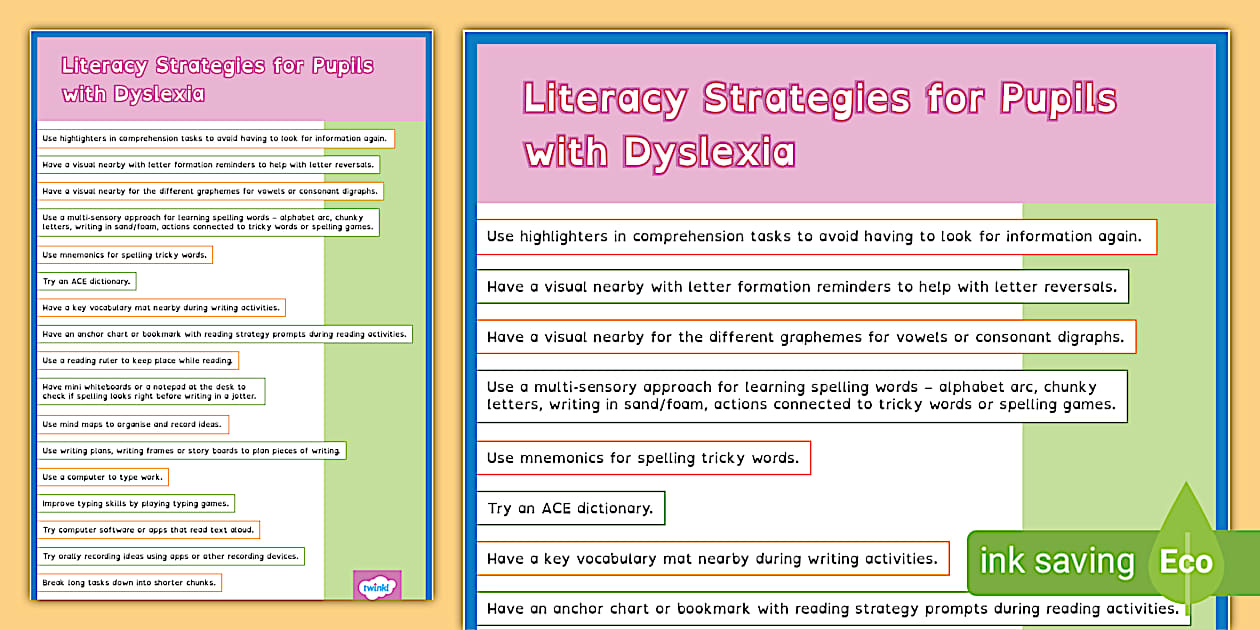 Editable Dyslexia Strategies Display Poster (teacher made)