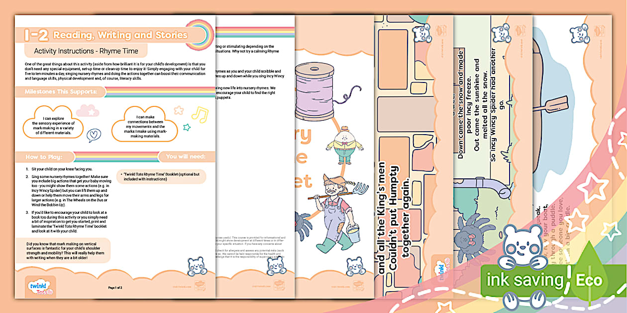 1-2 Years Reading, Writing and Stories Nursery Rhyme Time