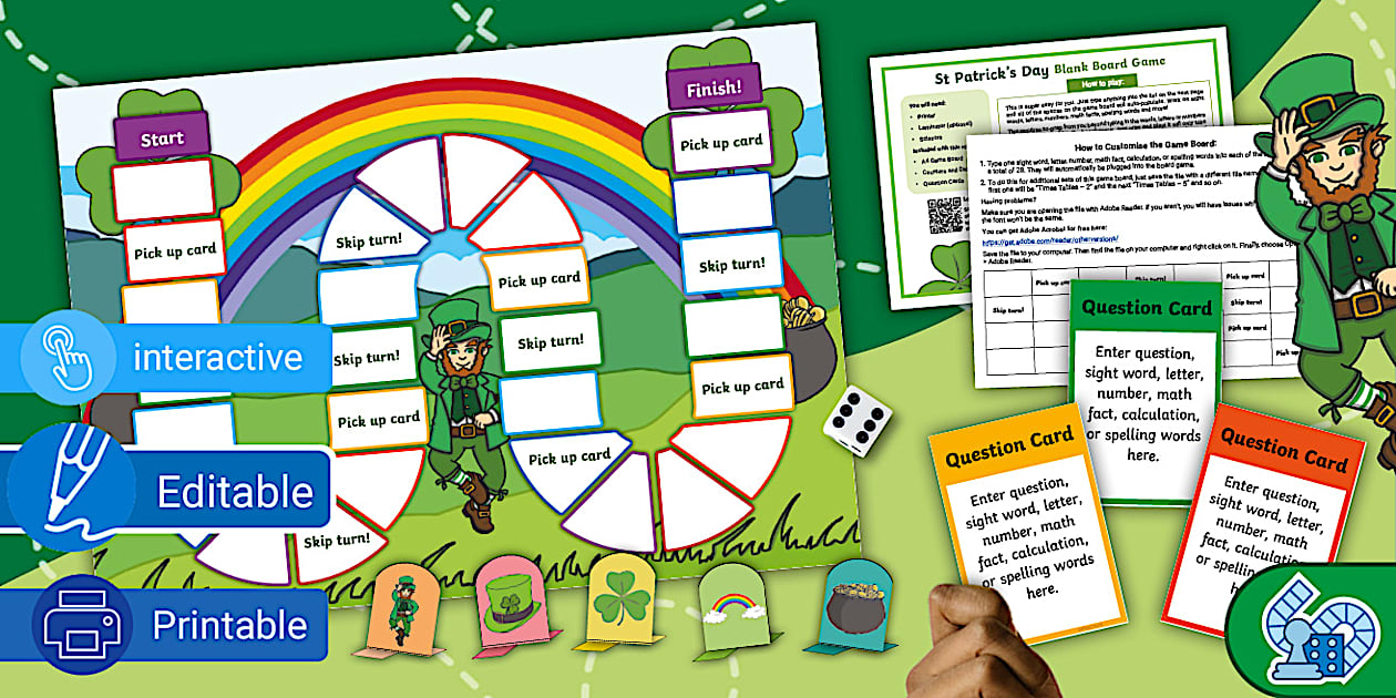St Patrick's Day Activities Blank Board Game Printable