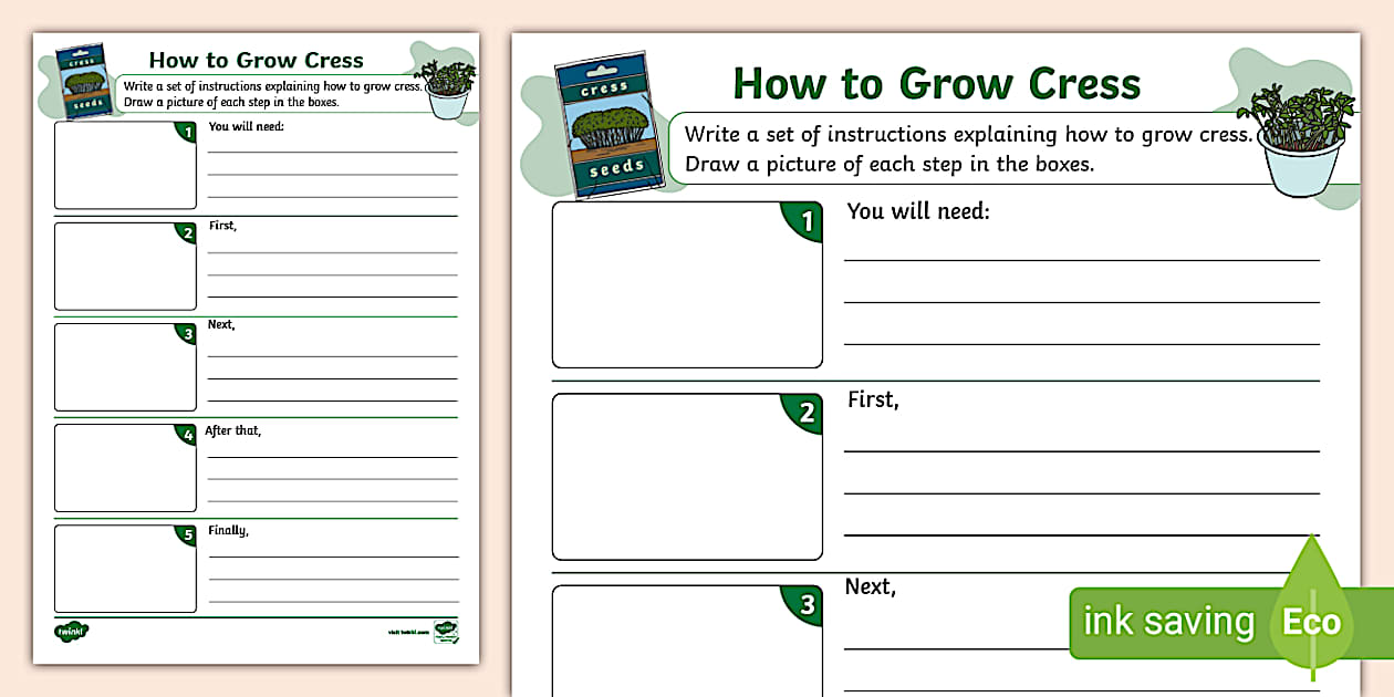 How to Grow Cress Instructional Writing Template - Twinkl
