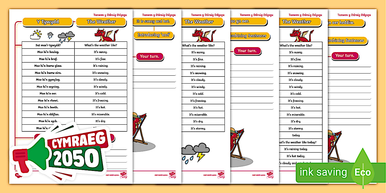 Learn Welsh: Y Tywydd/The Weather 1: Mae'n/It Is - Twinkl