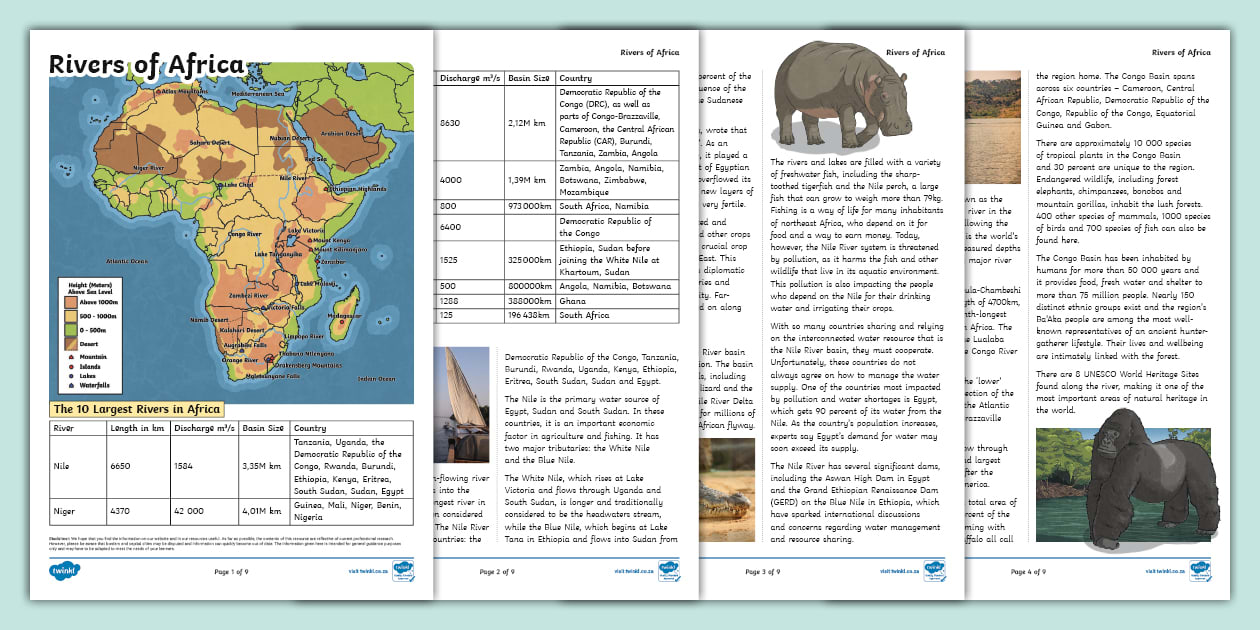 Rivers In Africa - Twinkl South Africa - Teaching Resources
