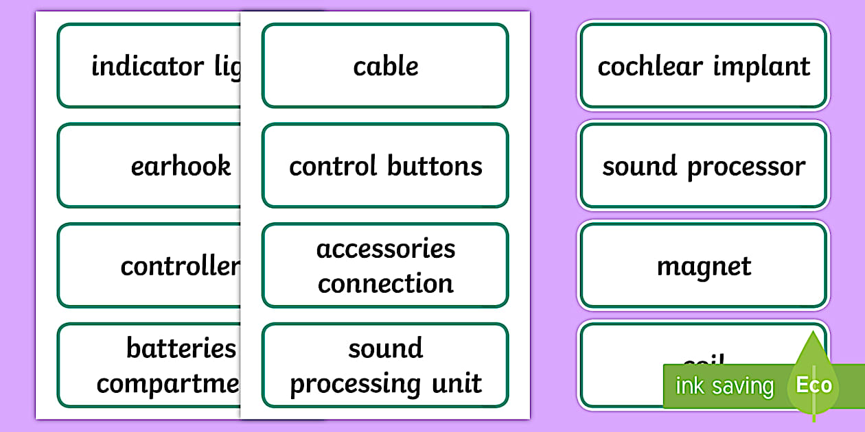 Cochlear Implant Sound Processor Word Cards - Twinkl