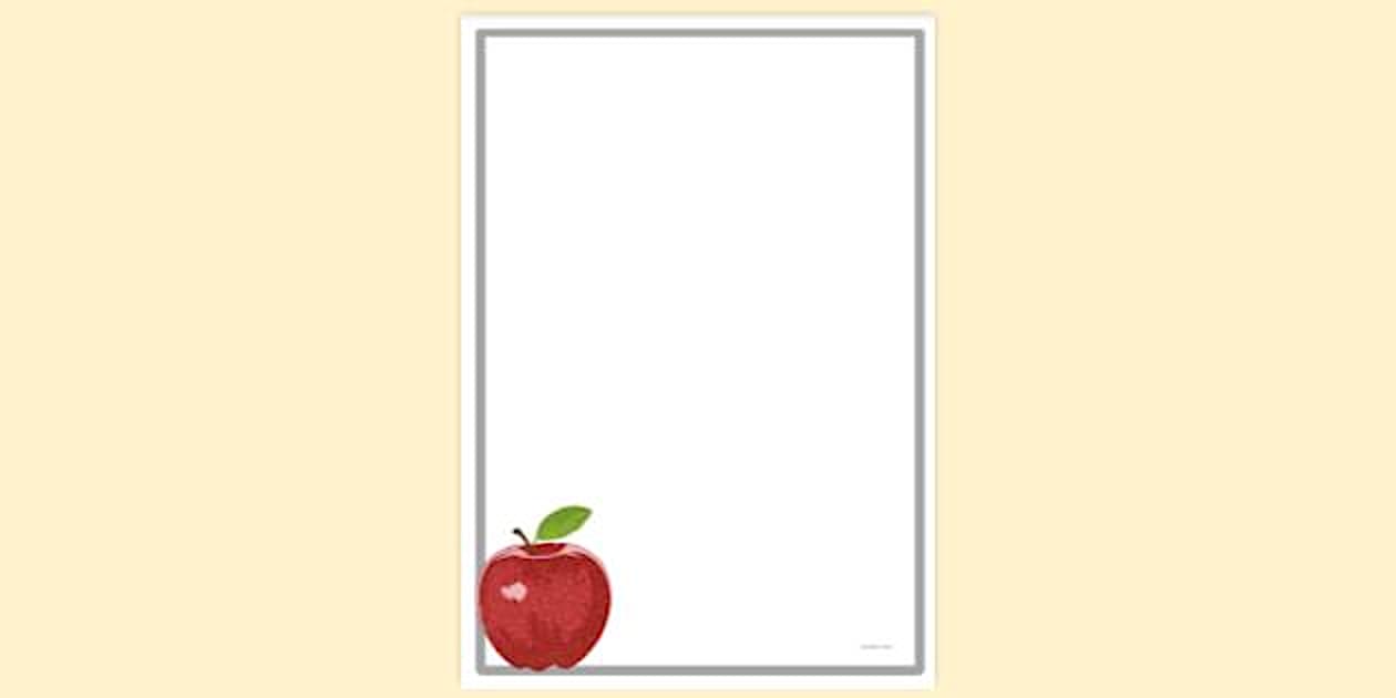 Simple Blank Apple Page Border (teacher made) - Twinkl