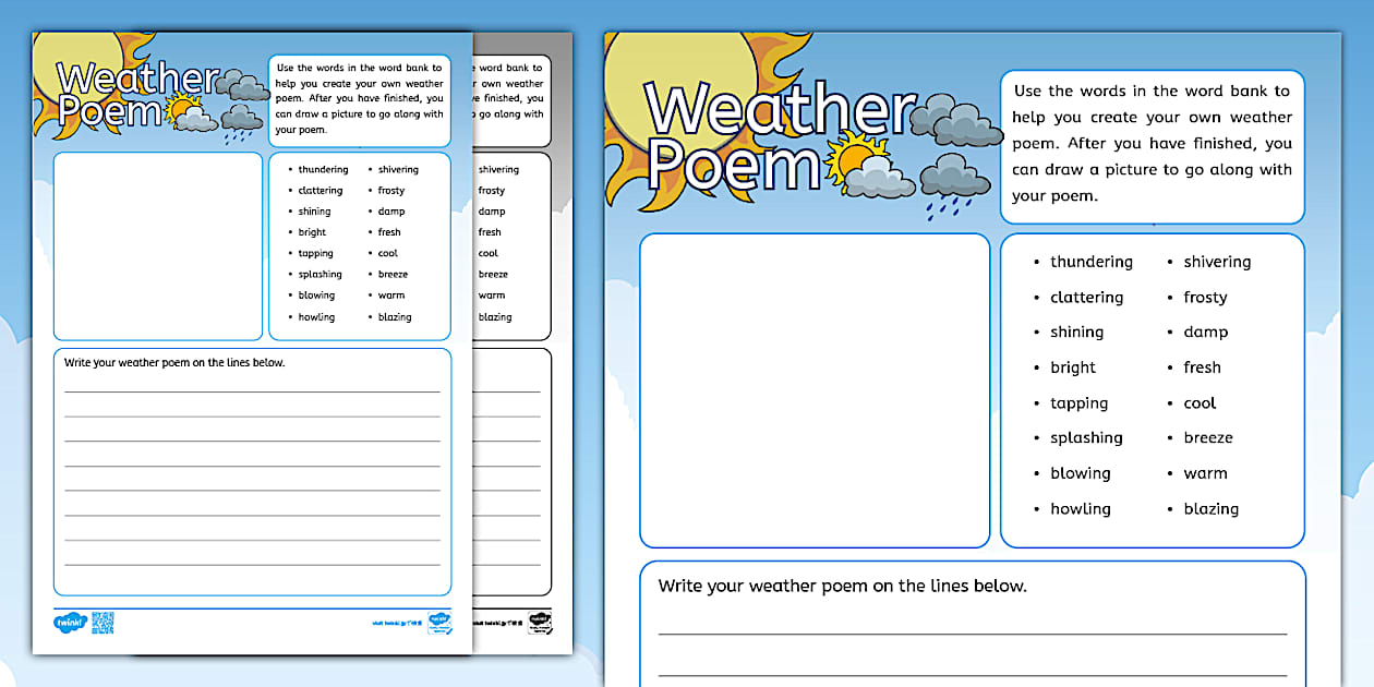 Weather Poem Writing Template (teacher made) - Twinkl