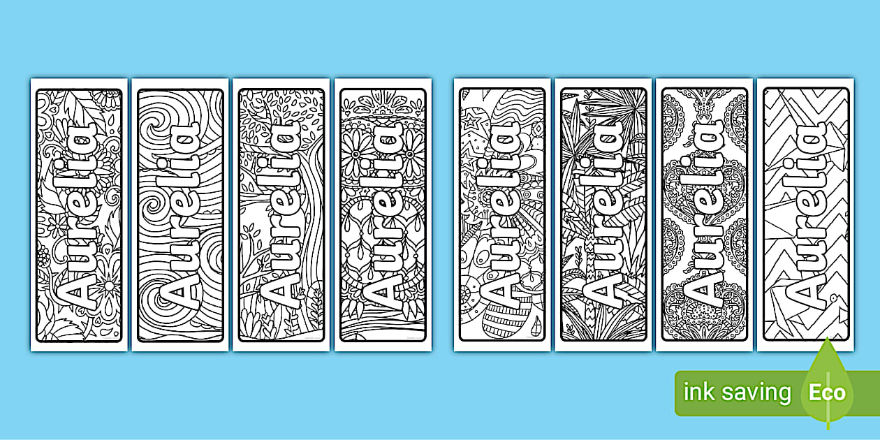 Aurelia Mindfulness Name Colouring Bookmarks | Twinkl | KS1