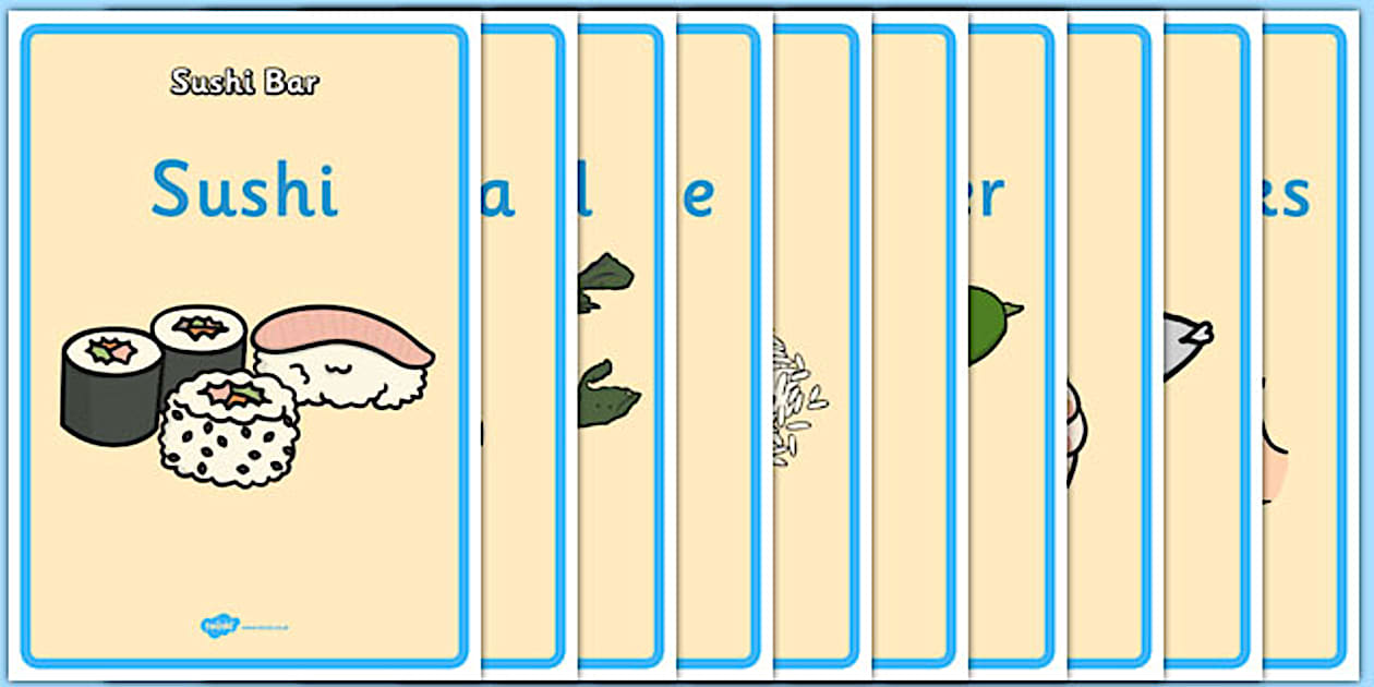 Cursive Sushi Bar Role Play Posters (teacher made) - Twinkl