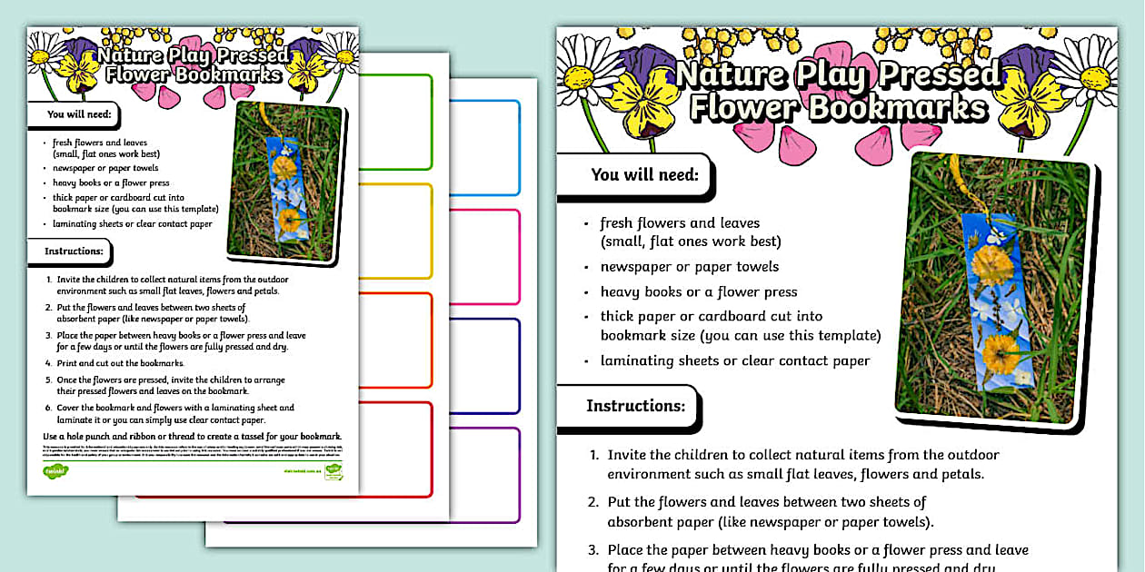 Nature Play Pressed Flower Bookmarks