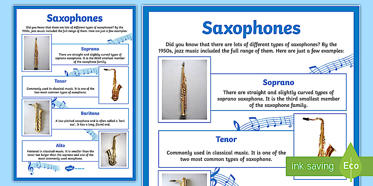 Types of Saxophones Poster - Twinkl