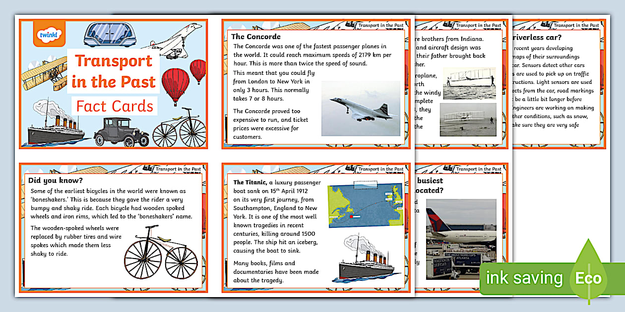 Transport in the Past Fact Cards 5th/6th History