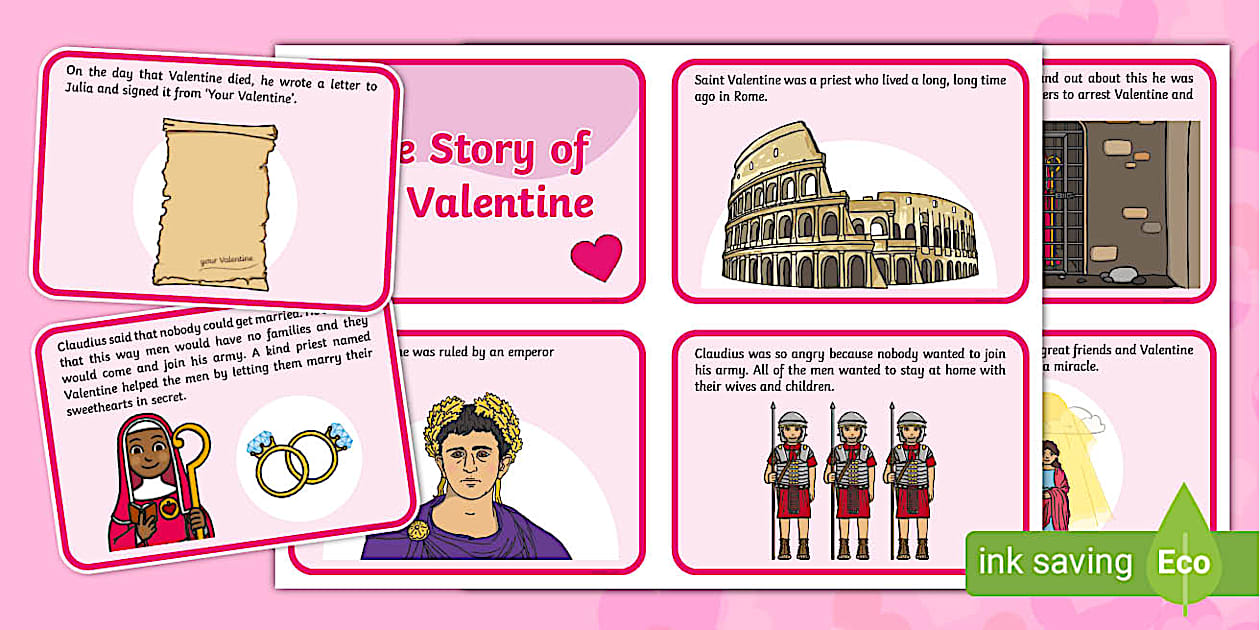 The Story of St Valentine Sequencing Cards 4 per A4 - Twinkl