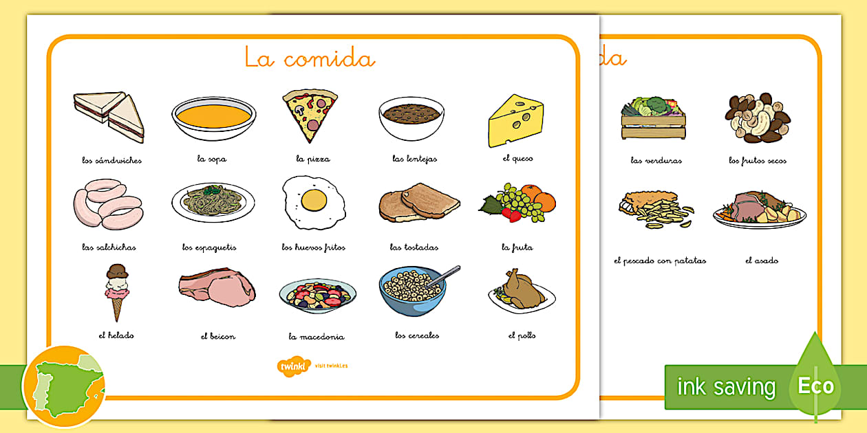 Tapiz de vocabulario: La comida (Hecho por educadores)
