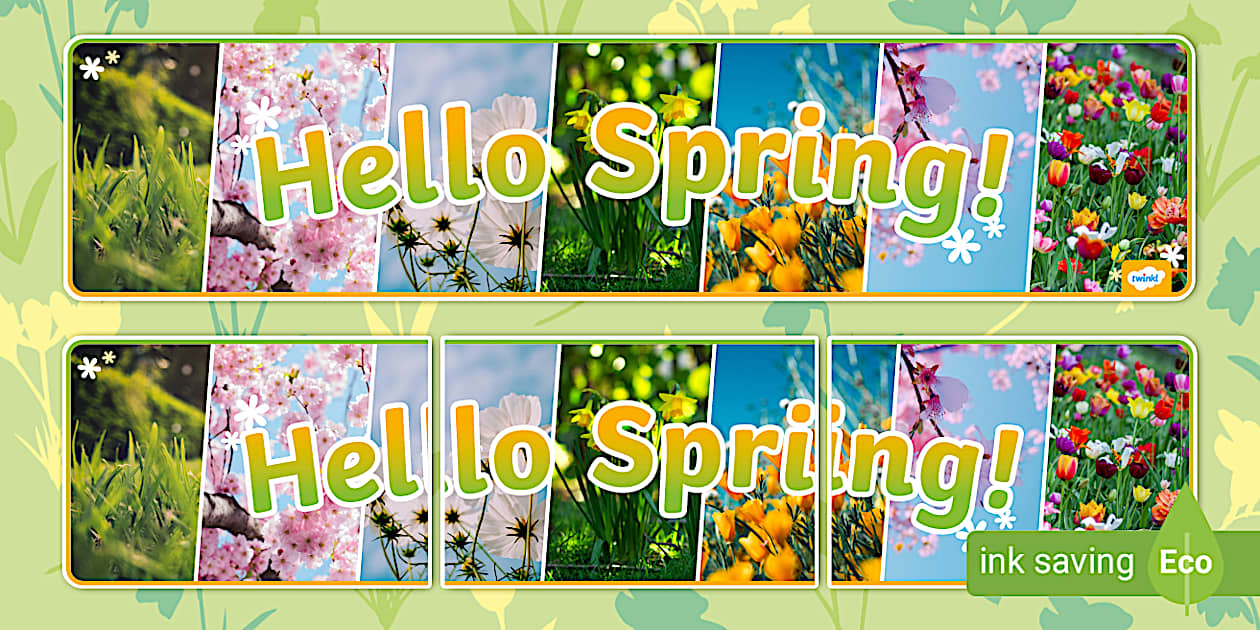 Hello Spring! Photo Display Banner (teacher made) - Twinkl