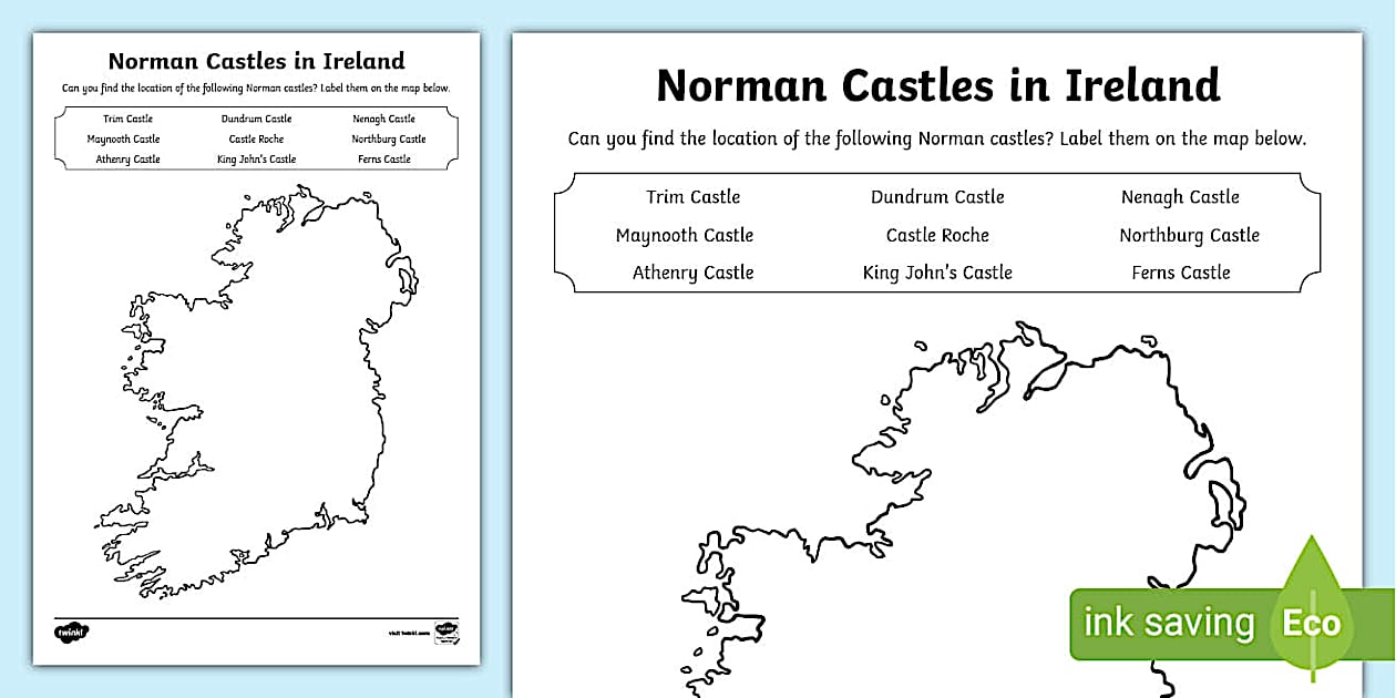 Norman Castles in Ireland Worksheet (teacher made) - Twinkl