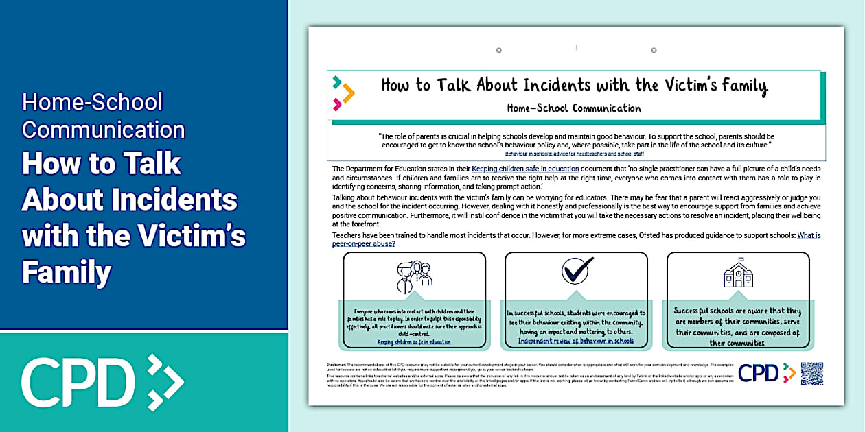 How to Talk About Incidents with the Victim's Family: Home-School