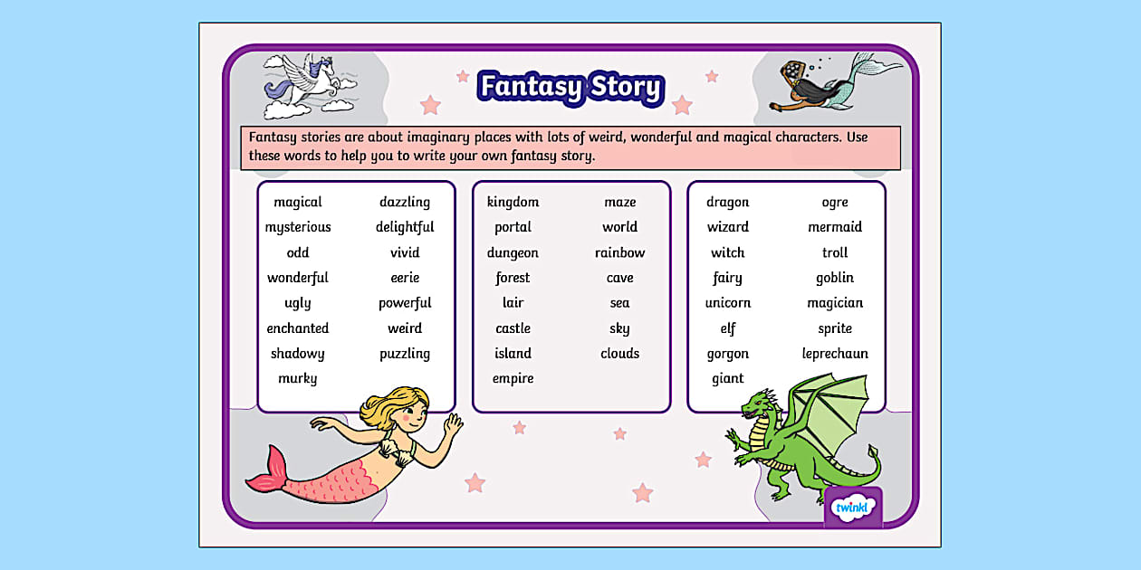 KS1 Fantasy Story Word Mat - Primary Resources - Twinkl
