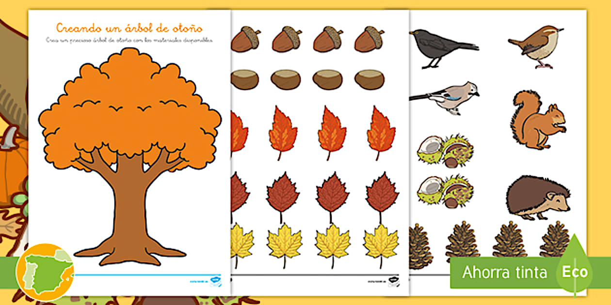 Ficha de actividad: Dibujo árbol de otoño - Twinkl